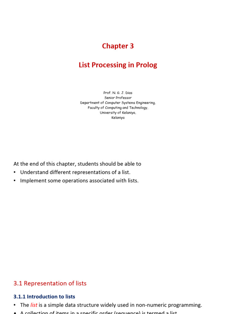 Chapter 3 - List Processing in Prolog | PDF | Permutation | Computer Programming