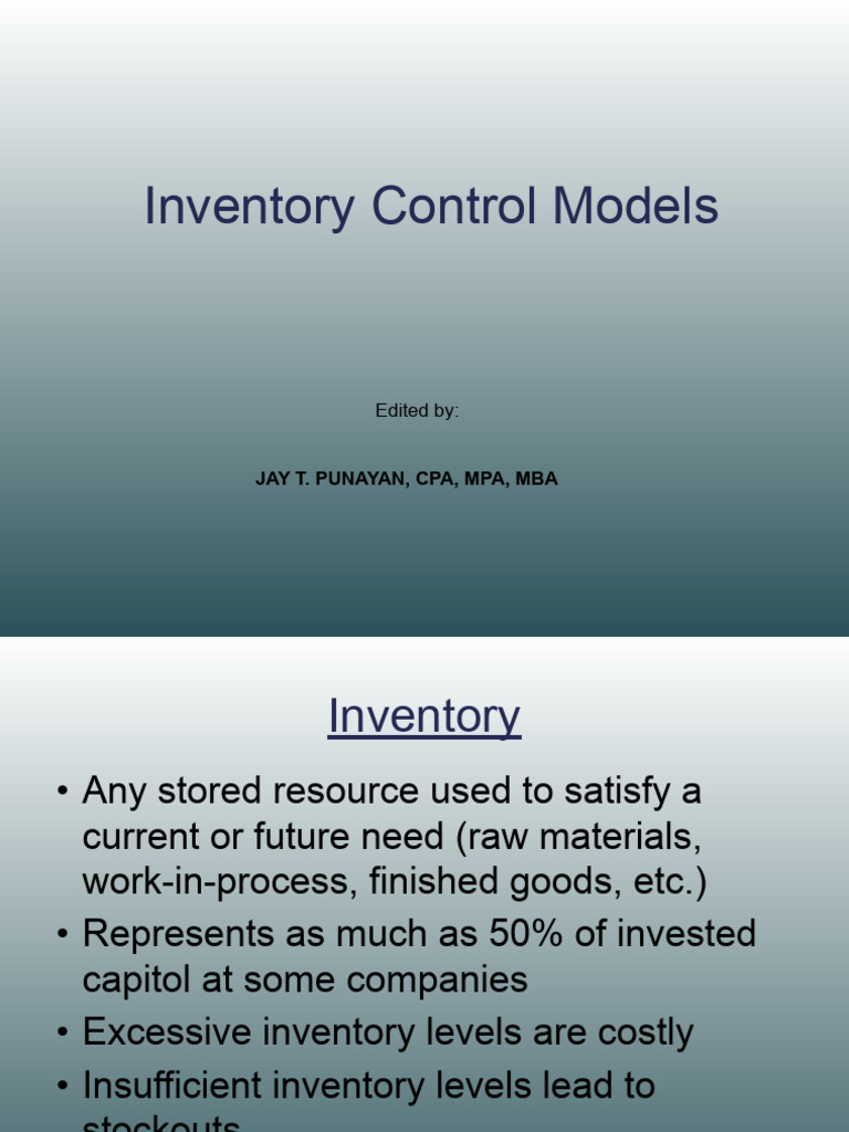 Inventory Control Models Explained | PDF | Business Economics | Applied ...