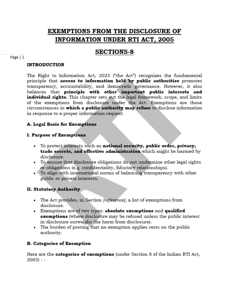 Exemptions Under RTI Act | PDF | Discovery (Law) | Freedom Of Information Laws By Country