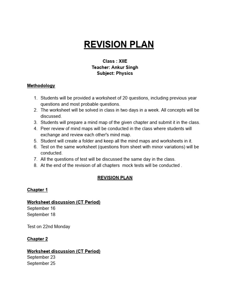 Revision Plan Physics (Xiie) | PDF