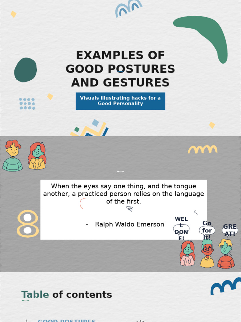 Examples of Good Postures and Gestures: Visuals Illustrating Hacks For ...