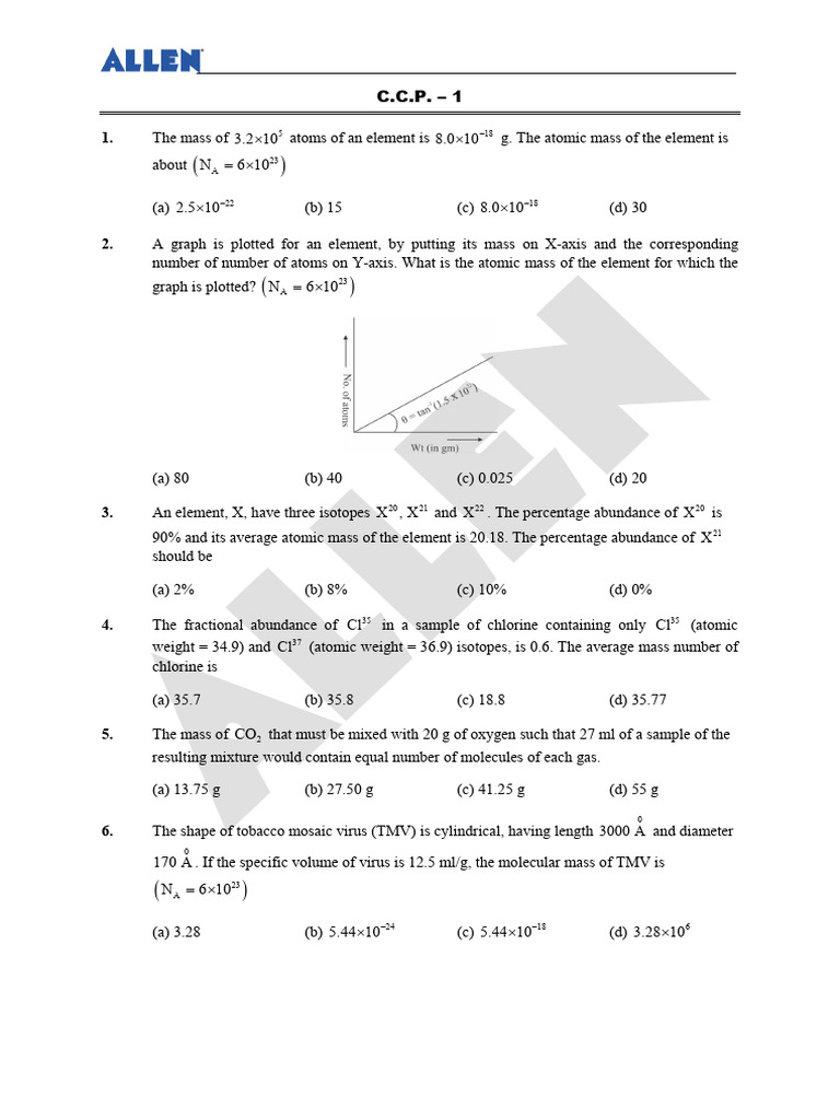 Mole Sheet | PDF | Mole (Unit) | Oxygen