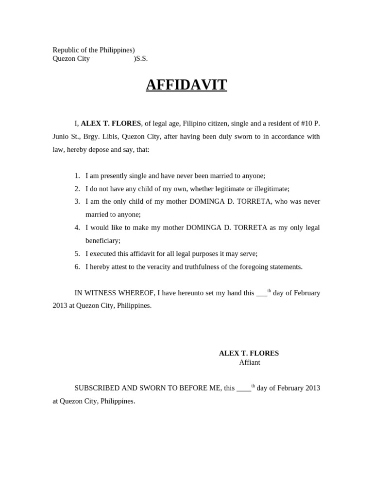 AFFIDAVIT (Alex Flores) Single | PDF