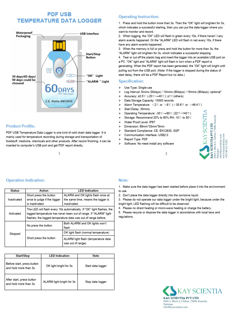 One Time PDF Usb Temperature Data Logger | PDF | Computer Hardware | Computer Engineering