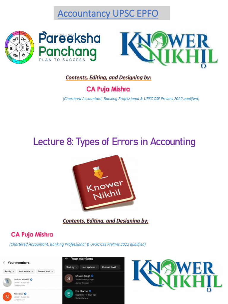 Types of Accounting Errors Explained | PDF | Debits And Credits ...