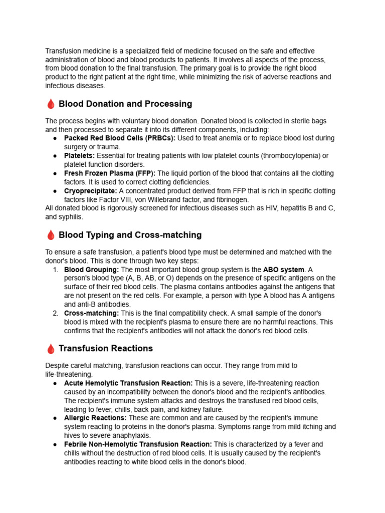 Transfusion Medicine in Detail | PDF | Blood Type | Blood Donation