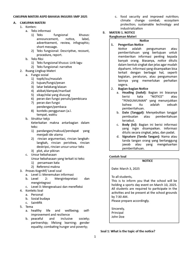 Materi Notice untuk SMP 2025 | PDF