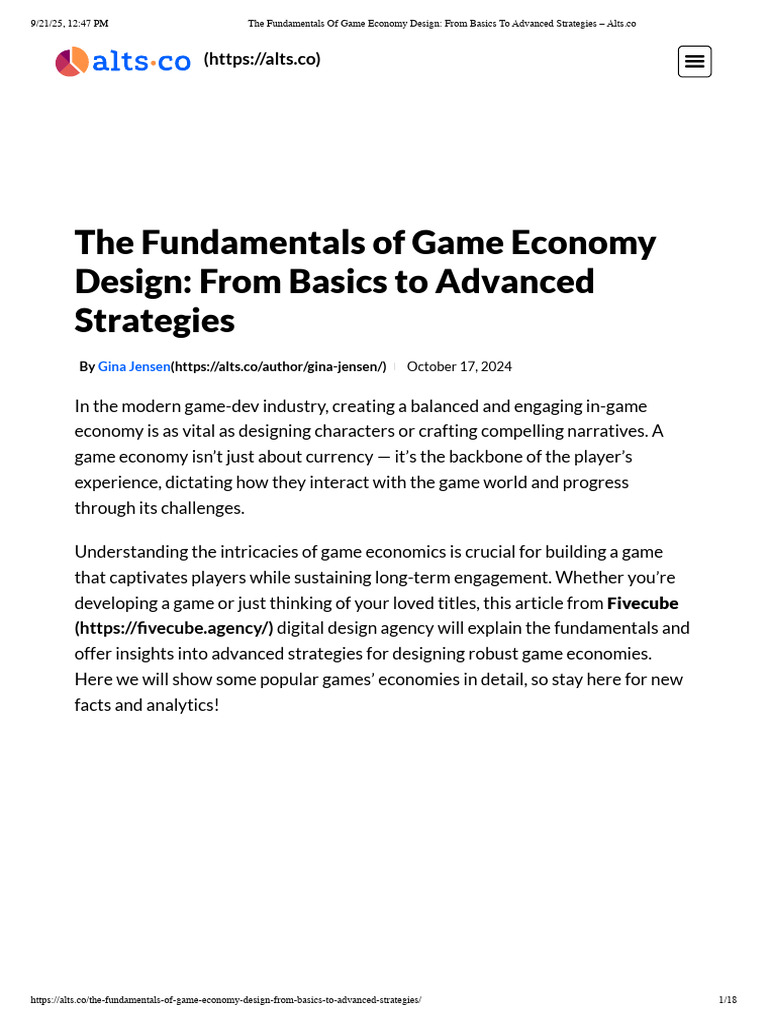 Game Economy Design: Basics to Strategies | PDF | Inflation | Economies