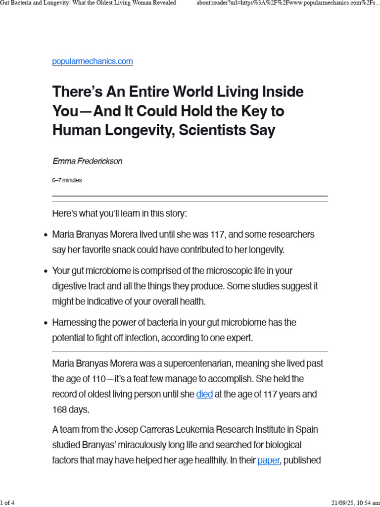 Gut Microbiome and Longevity Insights | PDF | Gastrointestinal Tract ...