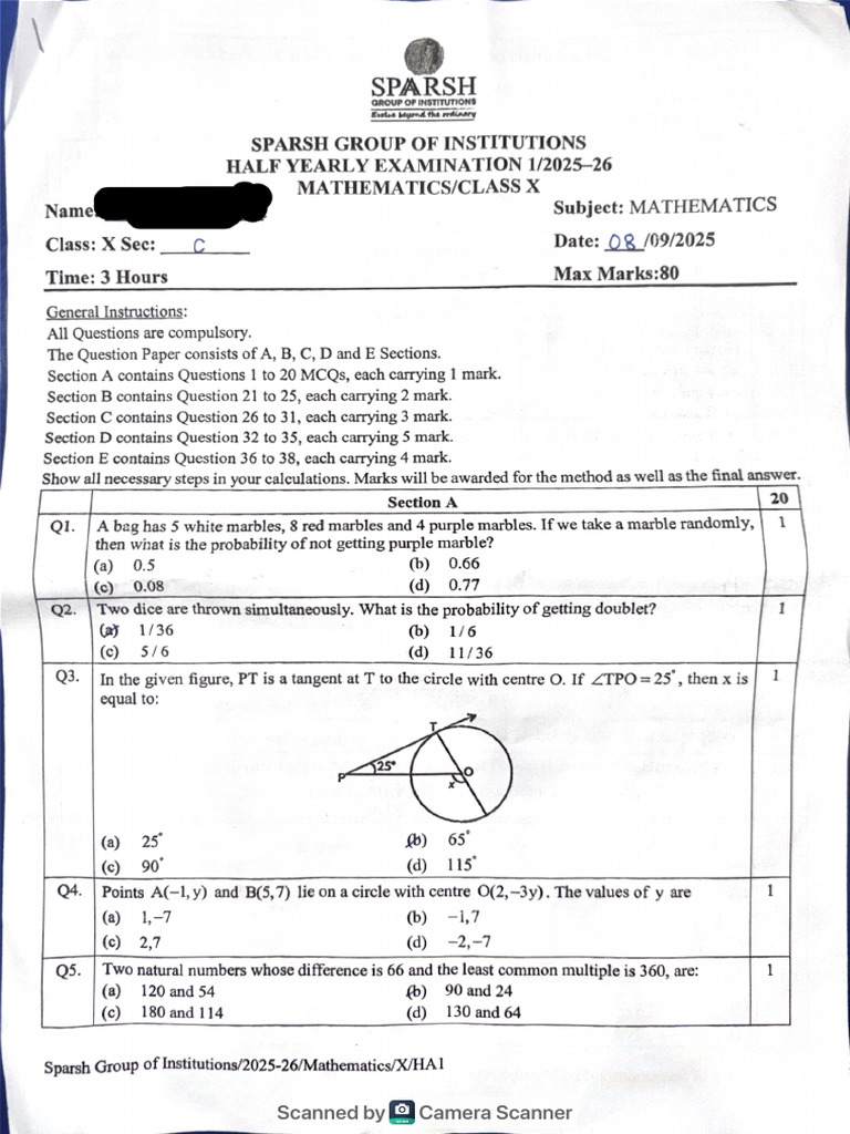 Maths Question Paper-1 | PDF