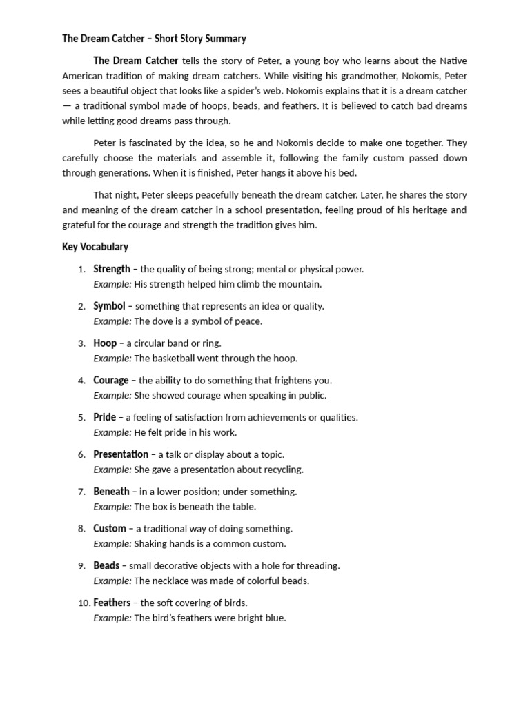 Dream Catcher Story Summary | PDF