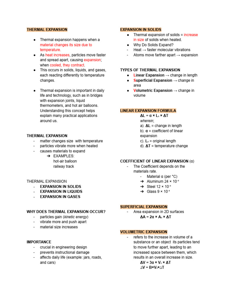 Thermal Expansion (Reviewer) | PDF | Thermal Expansion | Gases