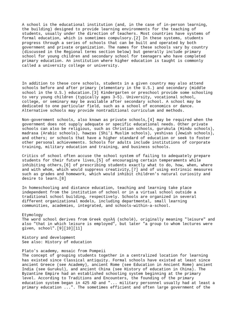 Overview of Educational Institutions | PDF | Schools | Educational ...