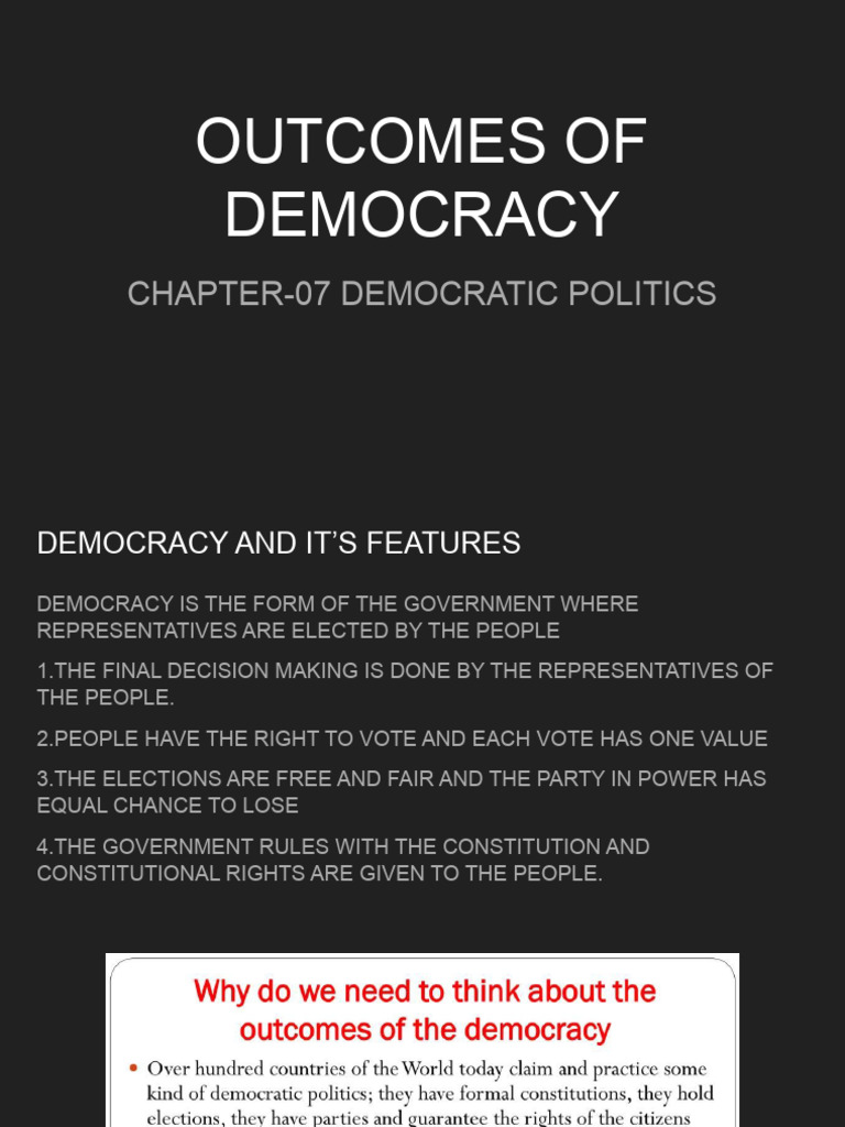 Outcomes and Challenges of Democracy | PDF