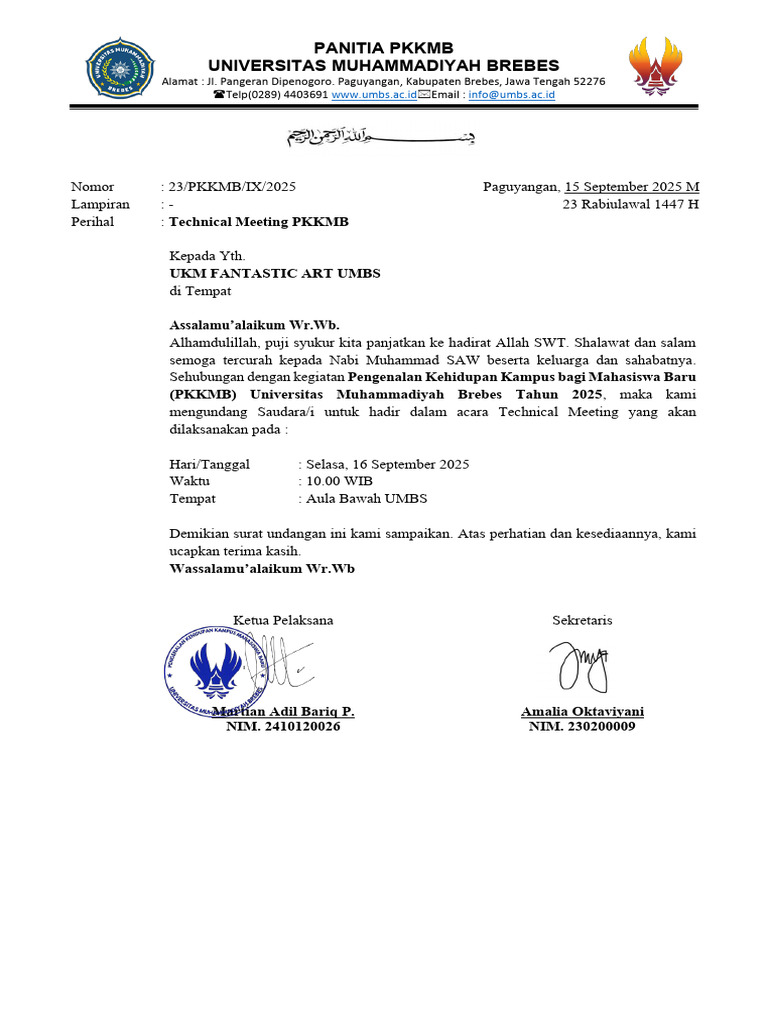 PKKMB (Undangan TM Fa) | PDF