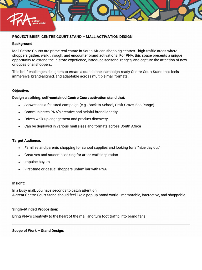 PNA Centre Court Stand Design Brief | PDF | Brand | Human Communication