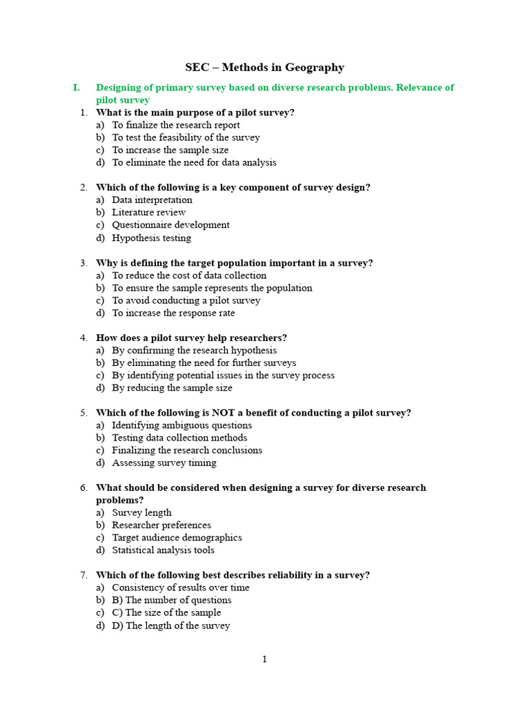 SEC - Methods in Geography | PDF | Sampling (Statistics) | Survey ...