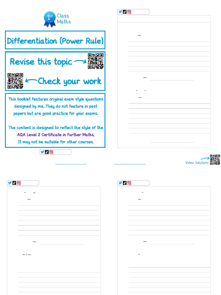 Power Rule Differentiation Practice | PDF | Qualifications | Student ...