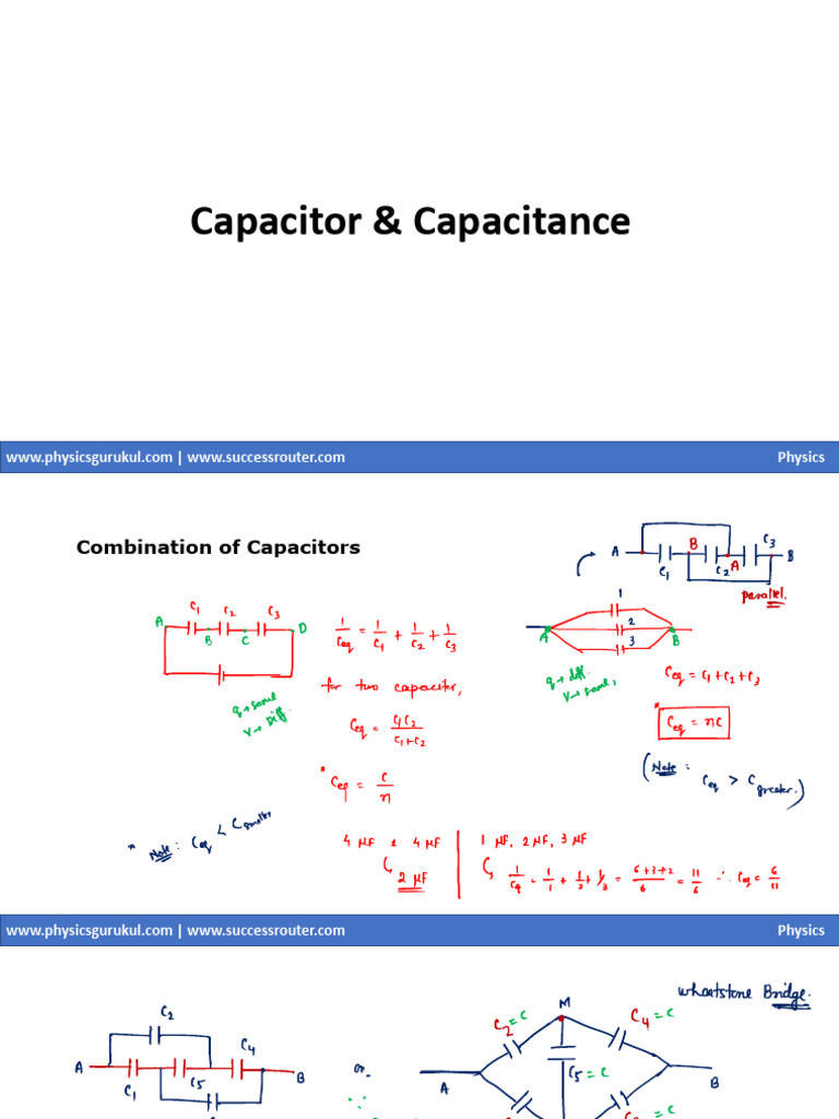 Combination of Capacitors - L-1 | PDF