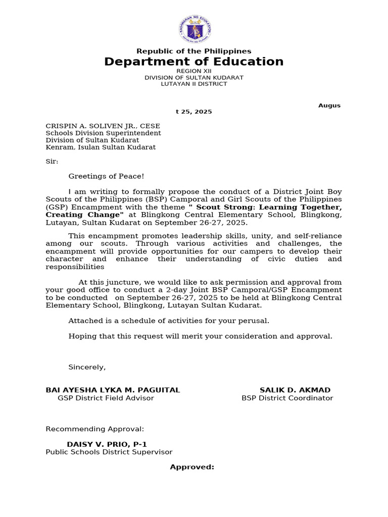 District Joint BSPGSP Matrix 2025 | PDF | Girl Guiding And Girl ...