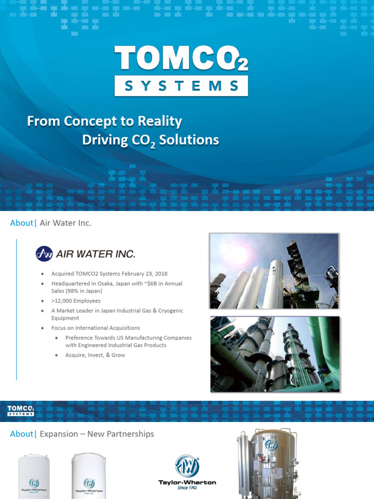 TOMCO Corporation: CO2 Solutions Overview | PDF | Carbon Dioxide | Water