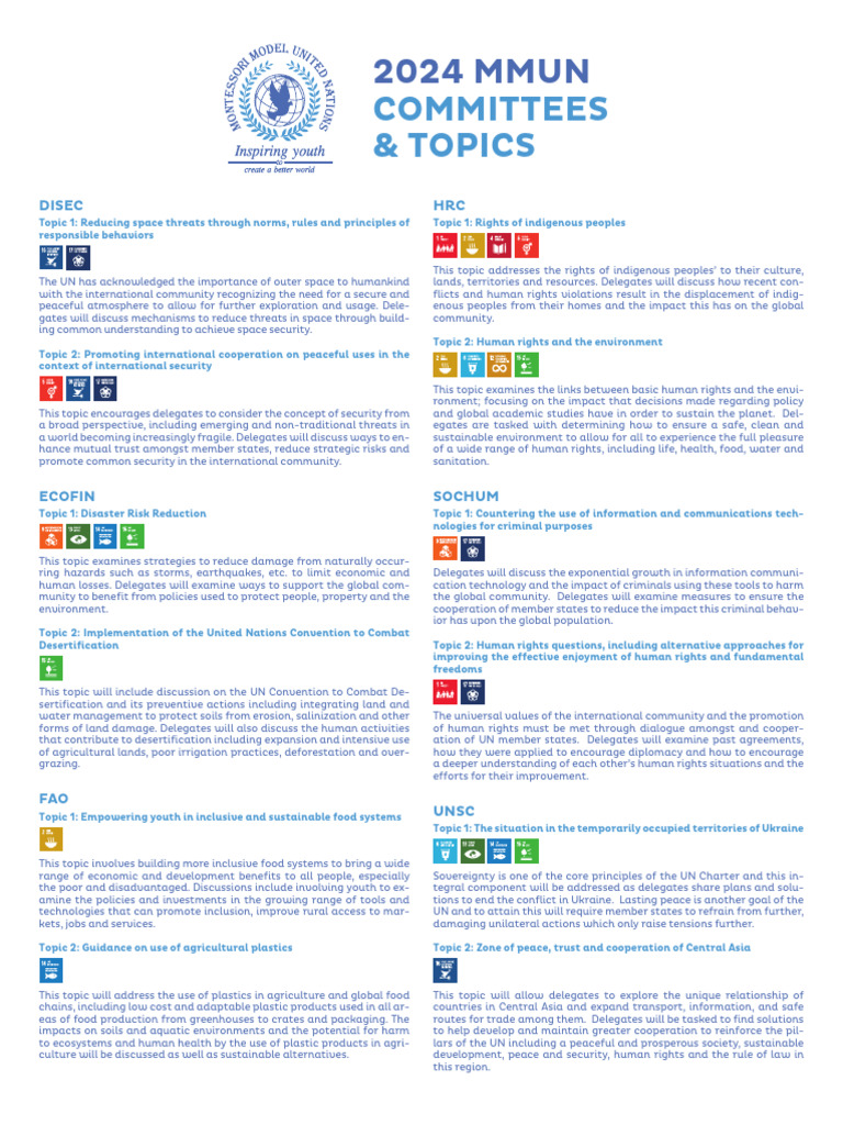 MMUN 2024 CommitteeAndTopics | PDF | Human Rights | Natural Environment