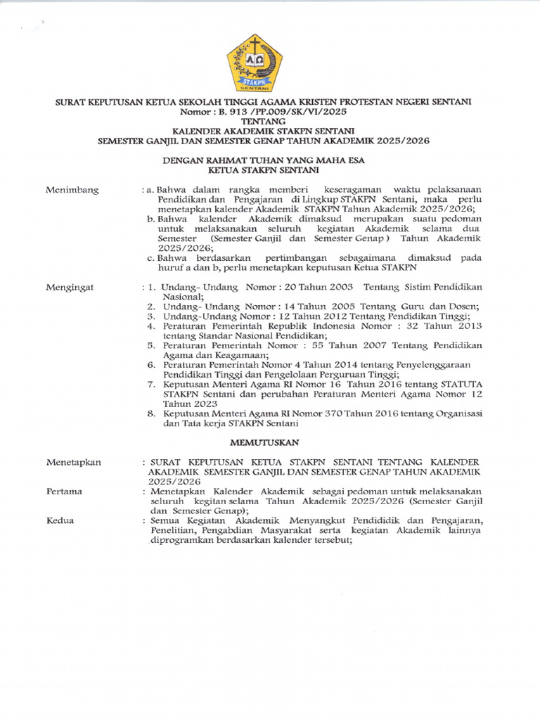 Kalender Akademik Semester Ganjil 2025 | PDF
