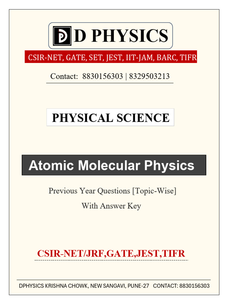 Atomic Molecular Physics All PYQ's STD | PDF | Atoms | Electron