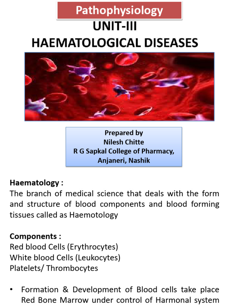 Unit III A. Pathophysiology Hematological Diseases | PDF