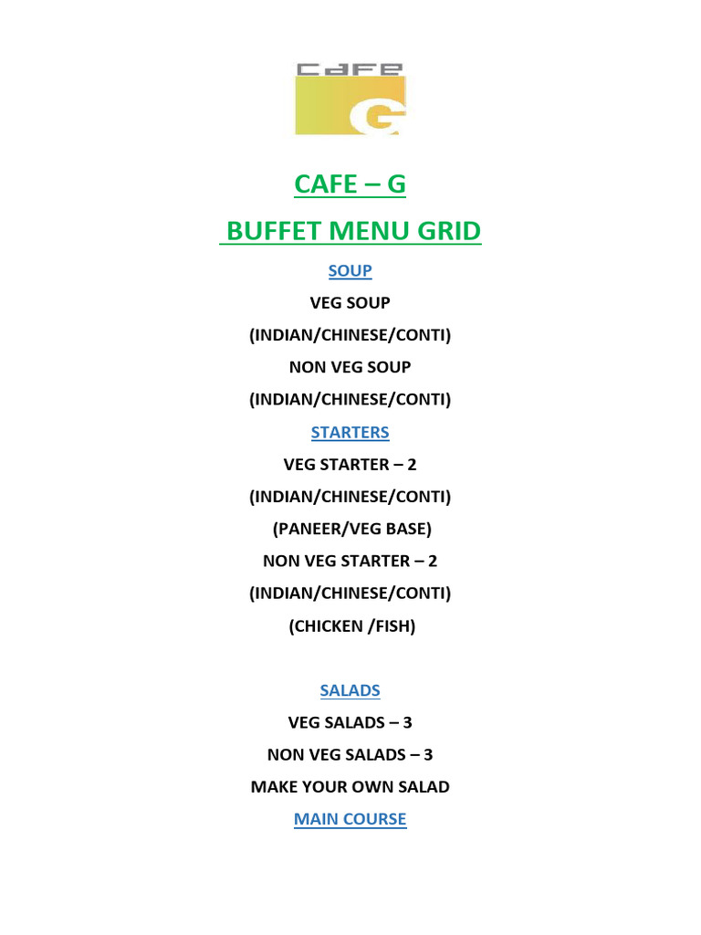 Cafe G Menu Grid Updated | PDF