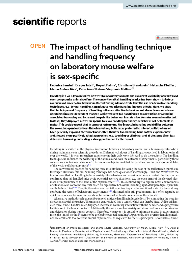 Handling | PDF | Mouse | Animal Testing