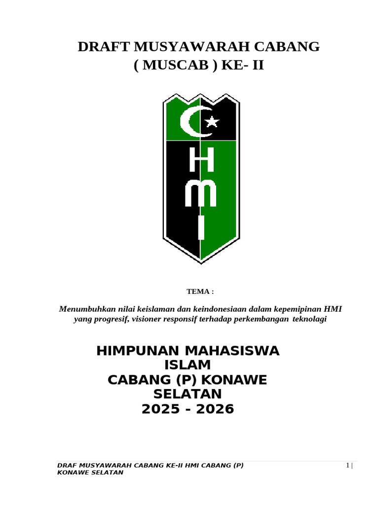 Muscab II HMI Konawe Selatan 2025-2026 | PDF