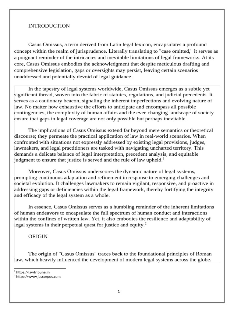Understanding Casus Omissus in Law | PDF | Statutory Interpretation ...