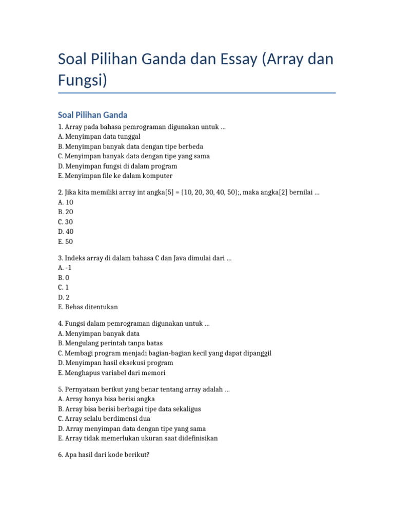 Soal Array Dan Fungsi 2 | PDF