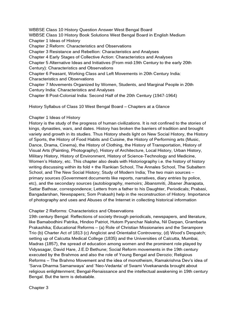 Glance of History Wbbse 10th Boards | PDF | Partition Of India ...