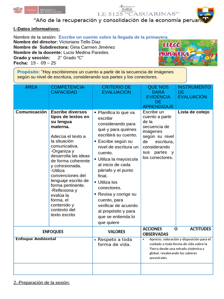 SESIÓN de COMUNICACIÓN - Escribe Un Cuento Sobre La Llegada de La ...