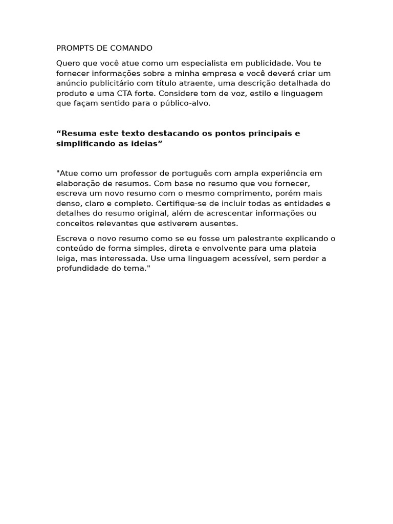 Prompts de Comando | PDF
