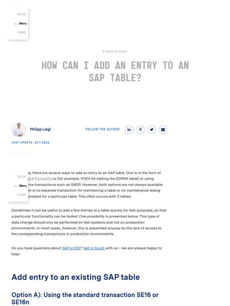 Add Entries to SAP Tables: A Guide | PDF | Information Technology ...