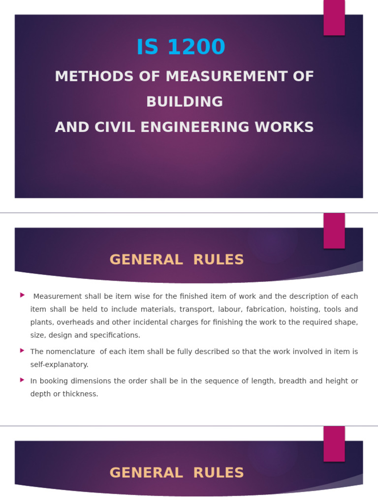 Methods of Measurement of Building and Civil Engineering Works | PDF ...