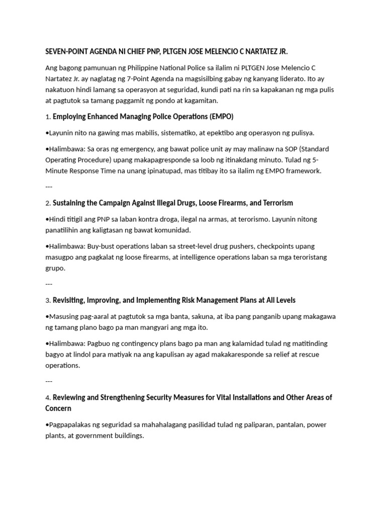 Seven Point Agenda | PDF