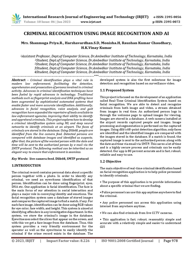Real-Time Criminal Identification System | PDF | Computing