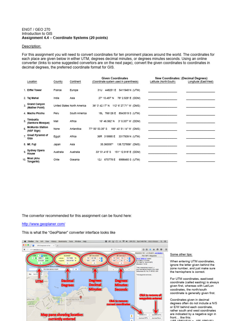 Assignment 4.4 Coordinate Systems | PDF | Geophysics | Geodesy