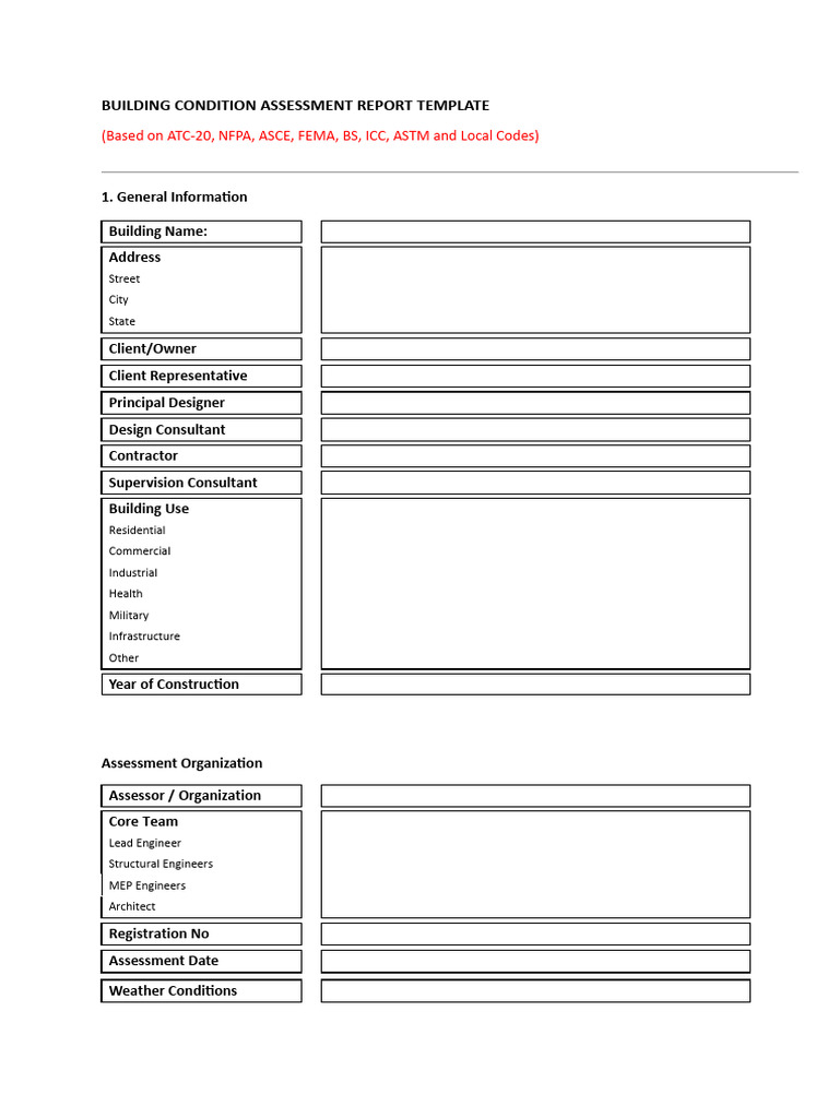 Building Condition Assessment Template | PDF | Civil Engineering ...
