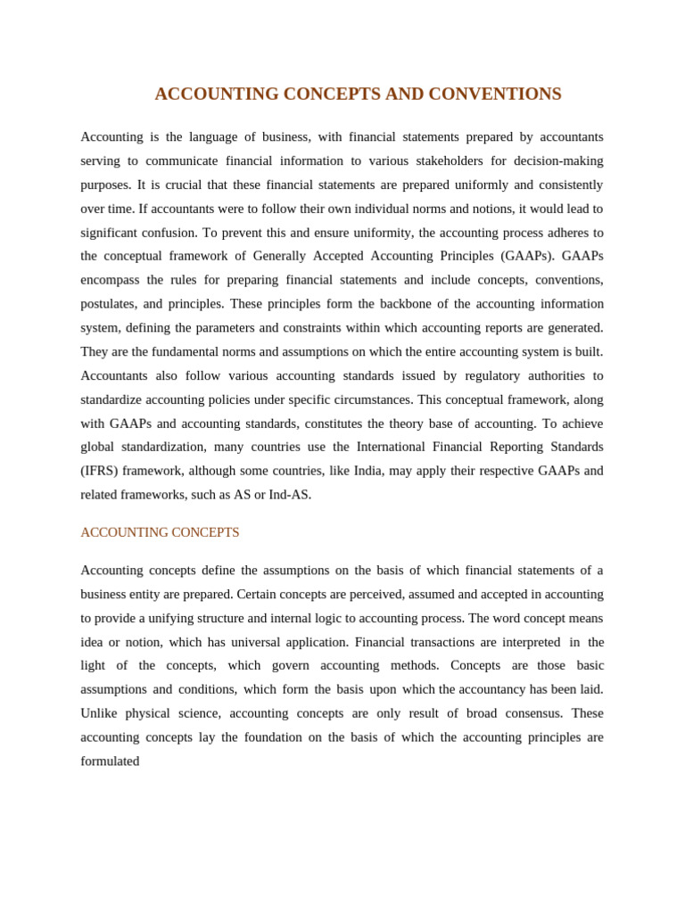 Accounting Concepts and Principles Explained | PDF | International ...