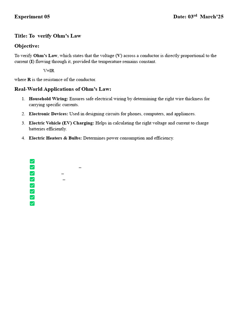 Experiment to Verify Ohm and Series-parallel Diff | PDF | Resistor ...