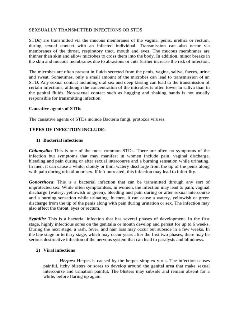 Sexsually Transmitted Infections or Stds | PDF | Sexually Transmitted ...