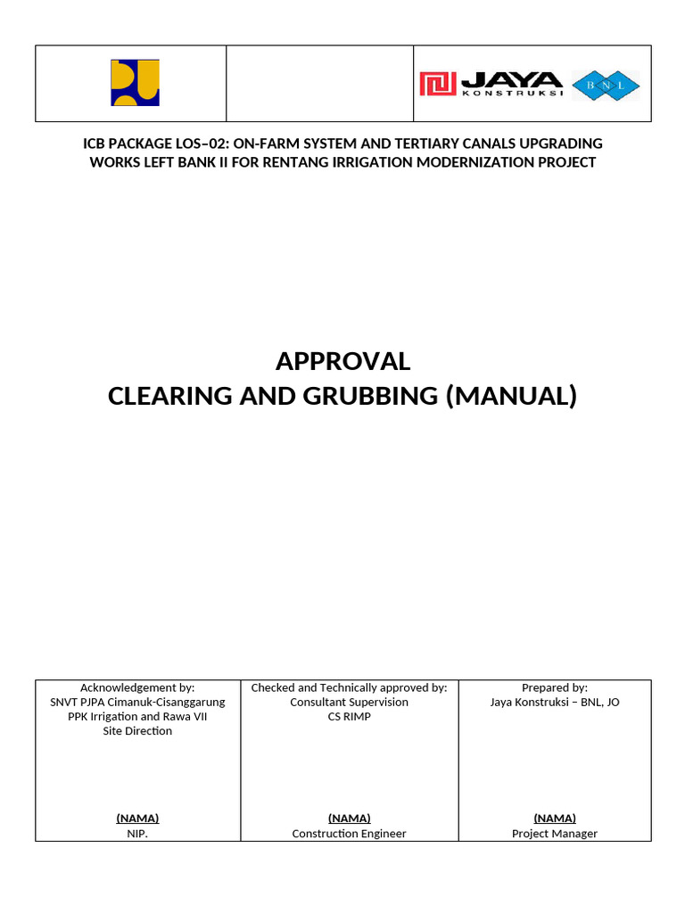 Clearing and Grubbing Method for Irrigation | PDF | Personal Protective ...