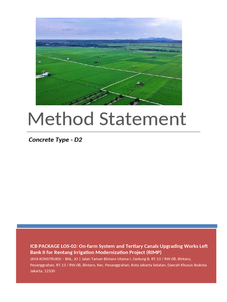 Method Statement Concrete Type D LOS 2 BT 12 Ka Rev | PDF | Concrete | Construction Aggregate