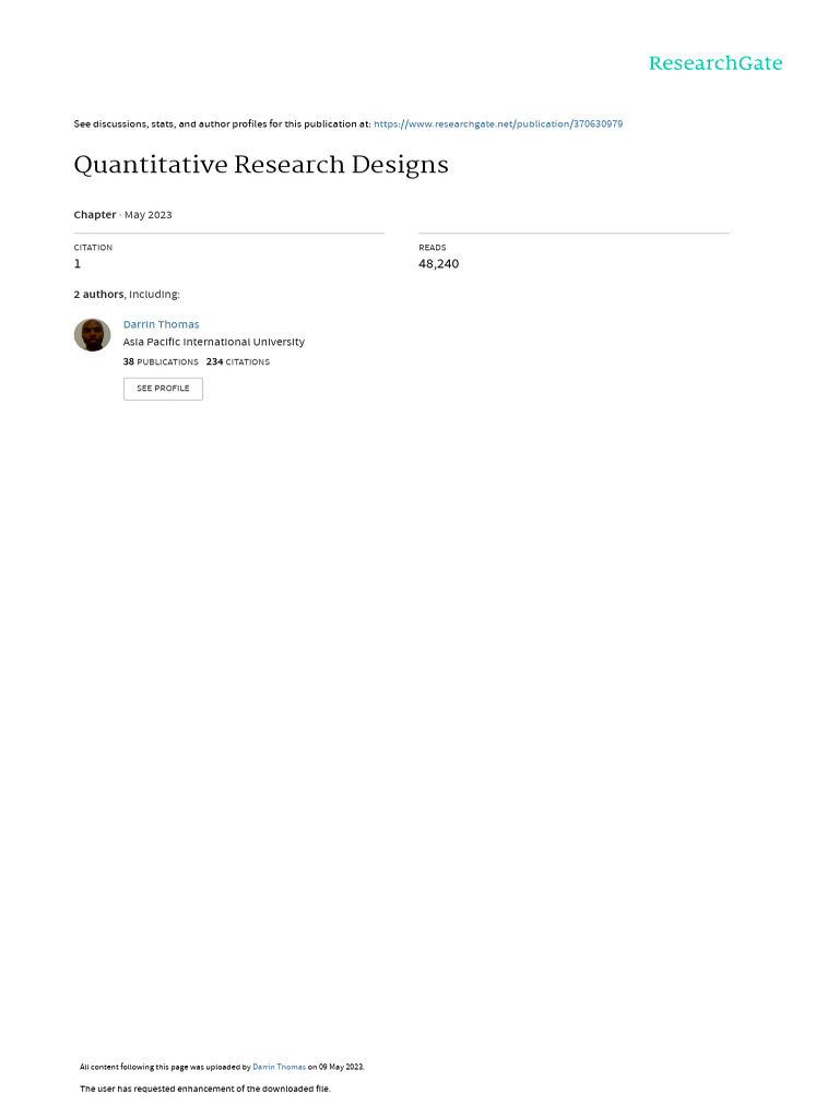 Quantitative Research Designs | PDF | Experiment | Categorical Variable