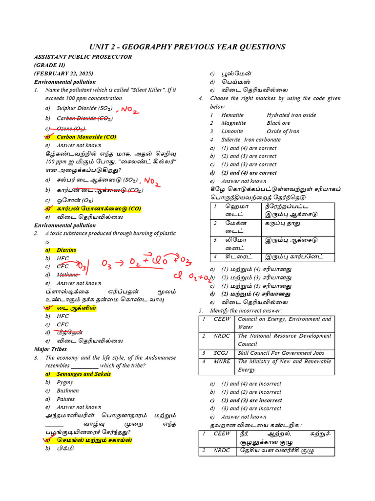 TNPSC Geography Previous Year Questions | PDF
